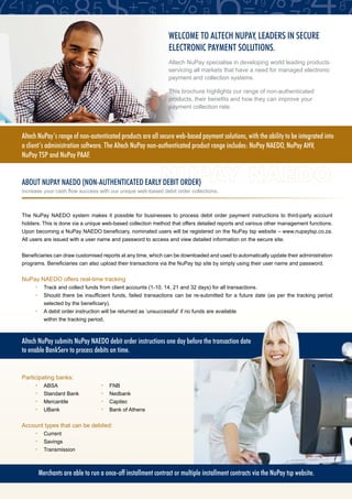 Altech NuPay Non-Authenticated Product brochure | PDF