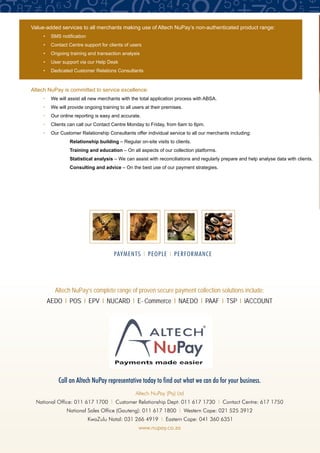 Altech NuPay Non-Authenticated Product brochure | PDF