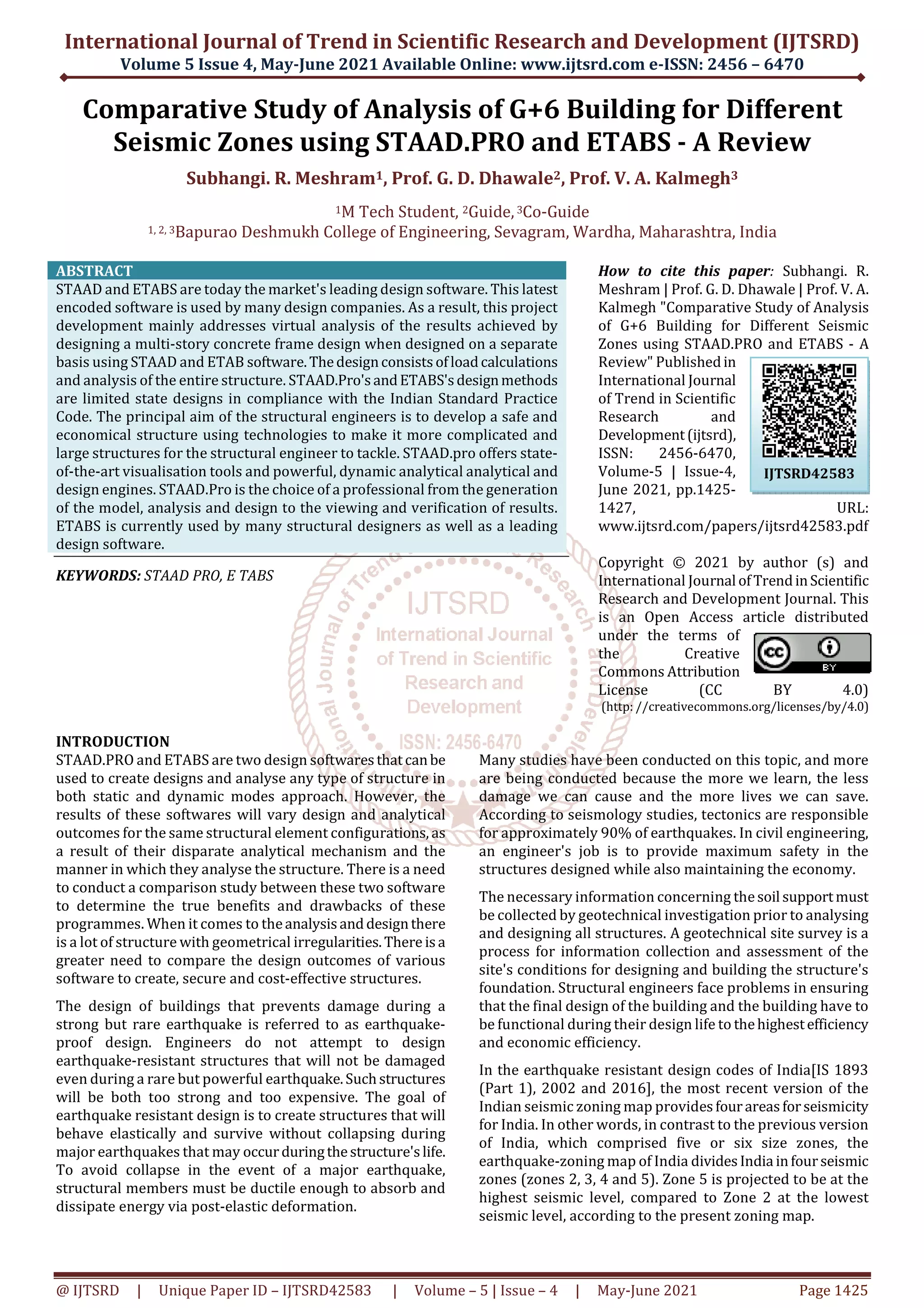 Comparative Study of Analysis of G 6 Building for Different Seismic ...