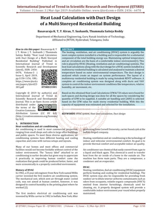 Heat Load Calculation with Duct Design of a Multi Storeyed Residential Building | PDF