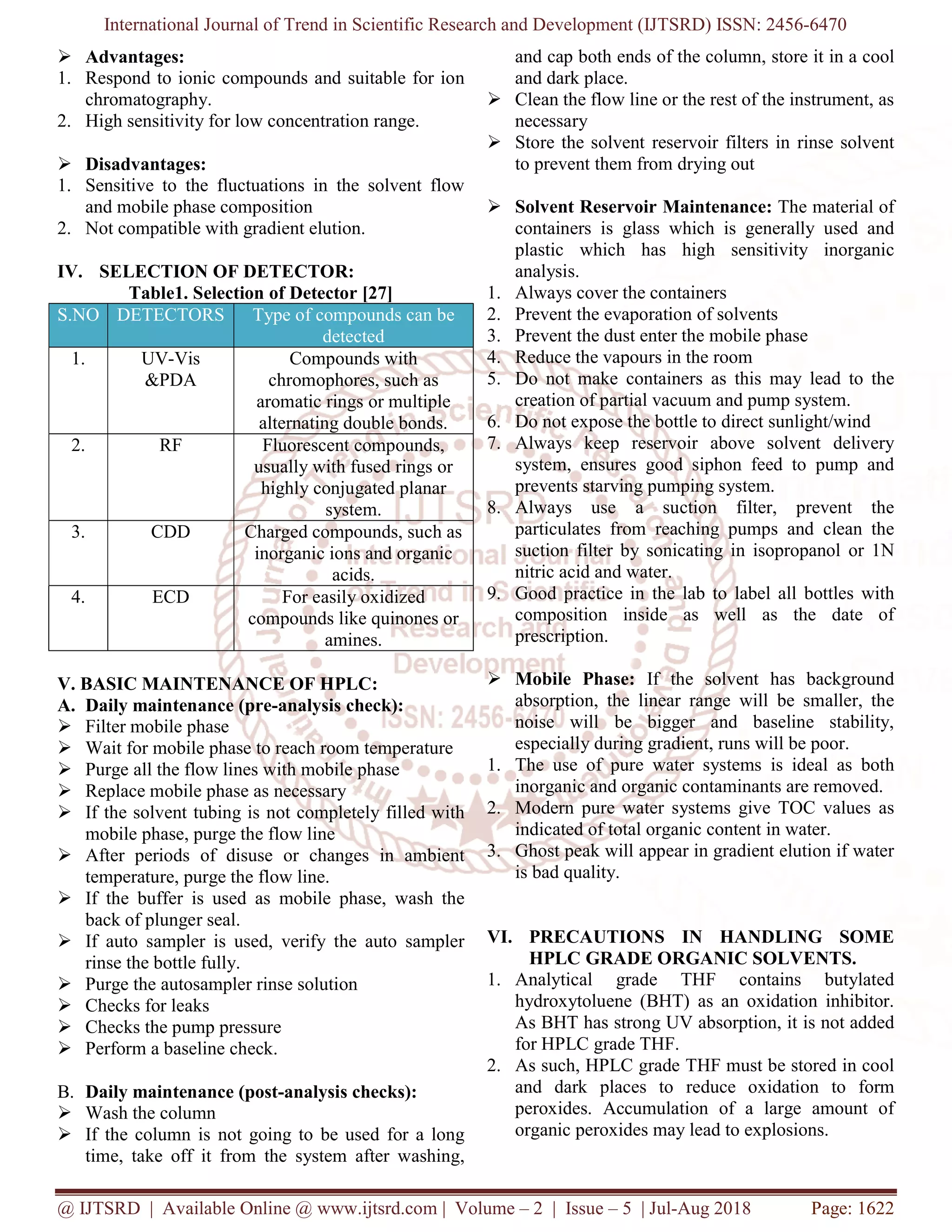 HPLC: Principle and Maintenance with Application | PDF