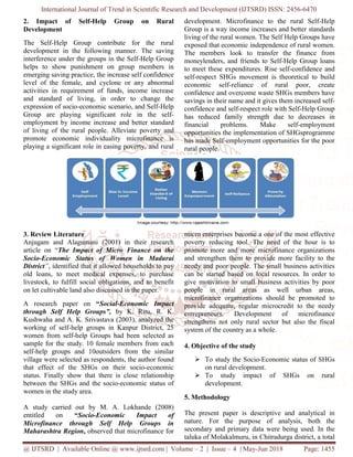 Role of Self Help Groups in Rural Development-A Study | PDF