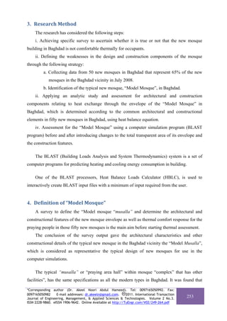 Thermal Comfort Assessment to Building Envelope: A Case Study for New Mosque Design in Baghdad | PDF
