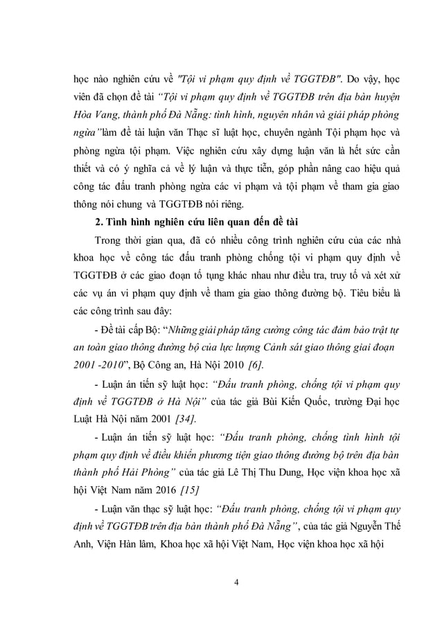Luận văn: Tội vi phạm quy định về tham gia giao thông đường bộ, 9 ĐIỂM | DOC