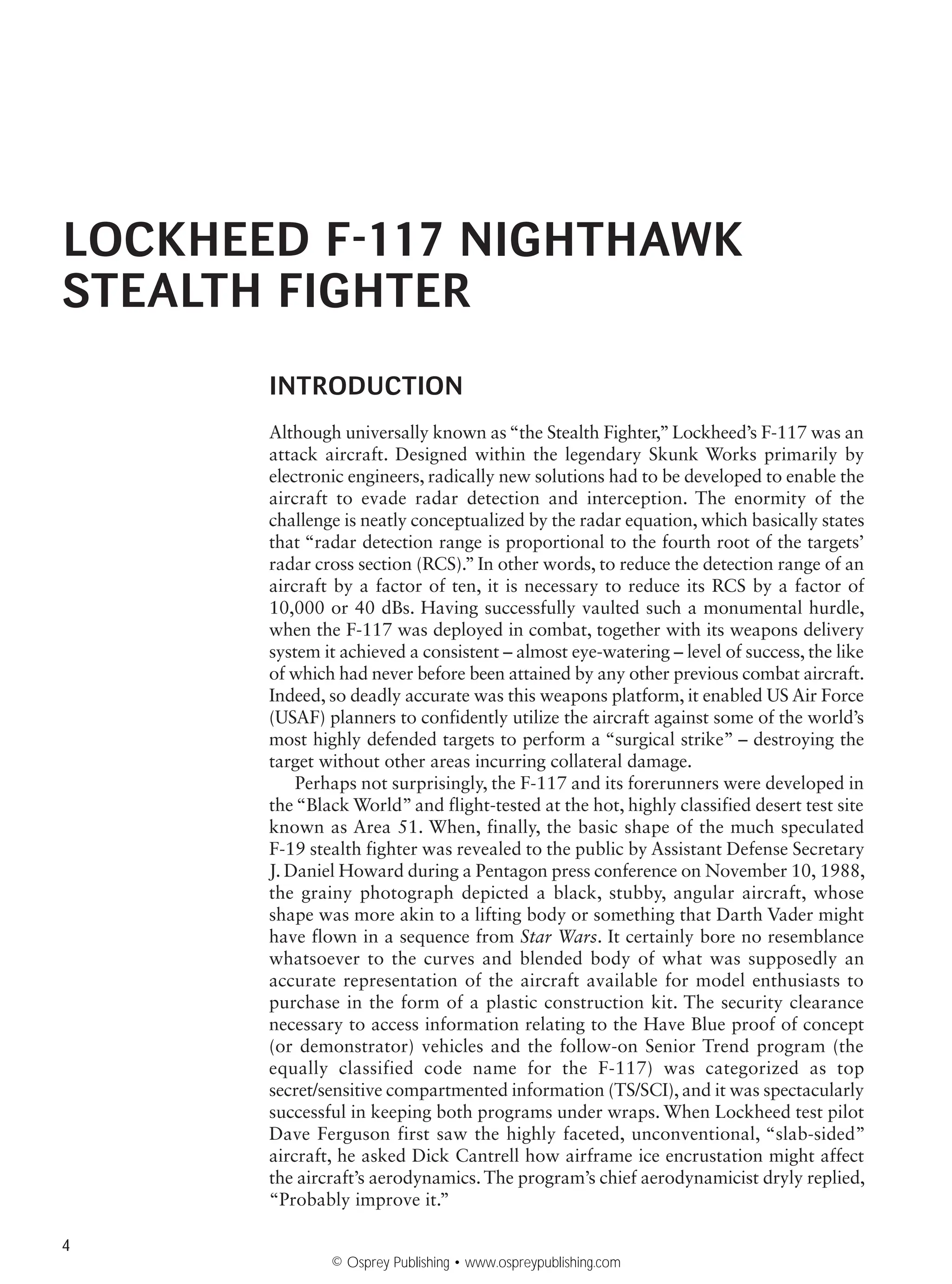 Lockheed F117 Nighthawk Stealth Fighter Paul Crickmore | PDF