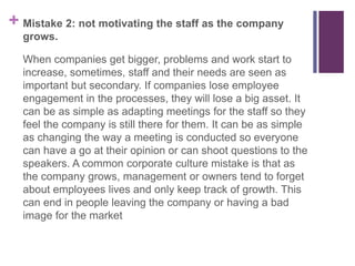 Some corporate culture mistakes that are very common in the business ...