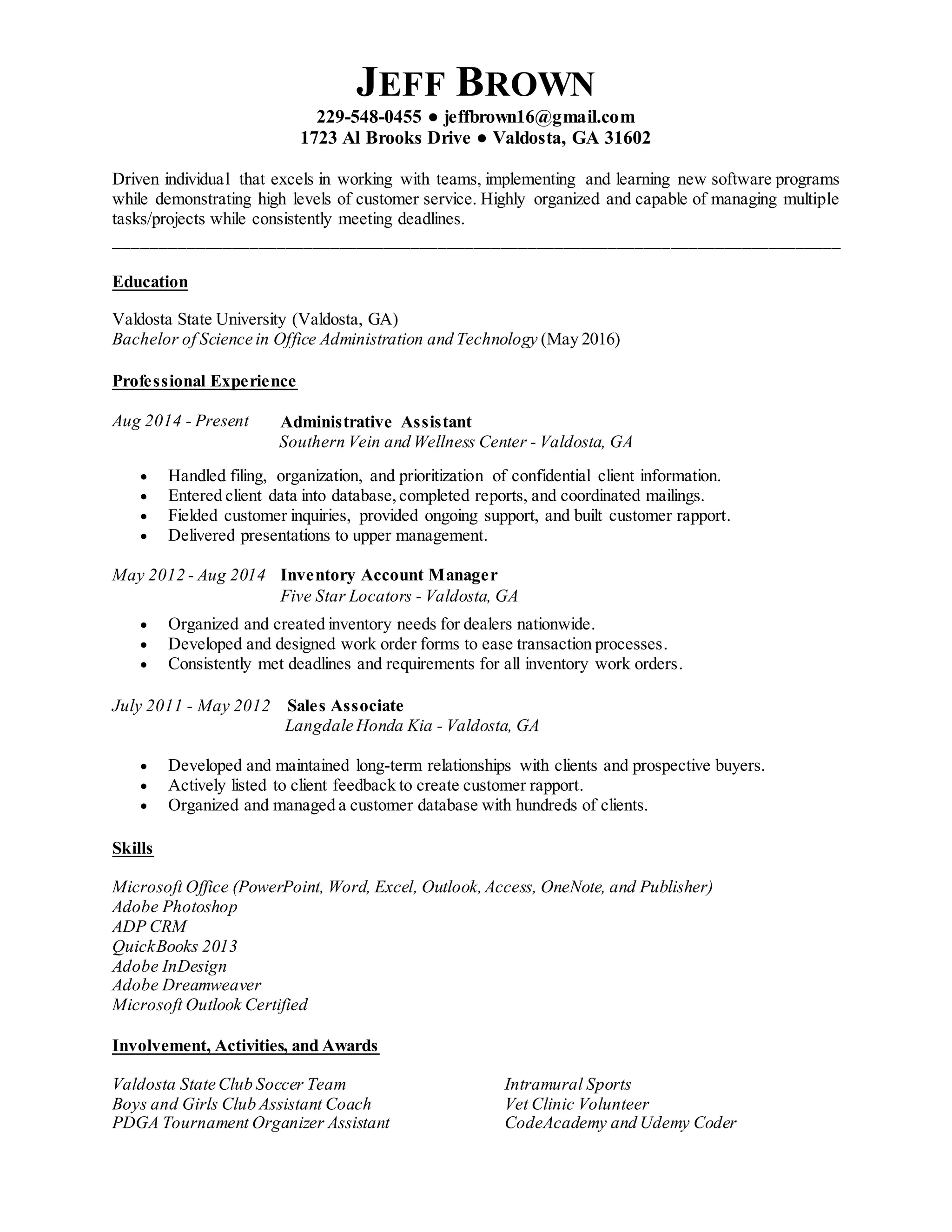 Jeff Brown Resume | DOCX