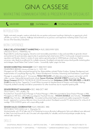 GinaCasseseResume | PDF