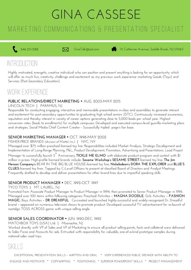 GinaCasseseResume | PDF