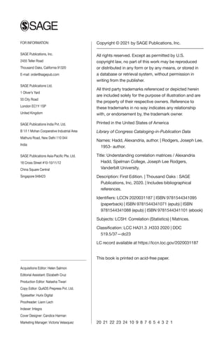 Understanding Correlation Matrices Alexandria R Hadd Joseph Lee Rodgers ...