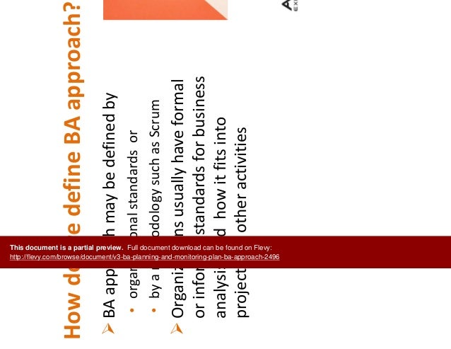 V3 BA Planning and Monitoring - Plan BA Approach