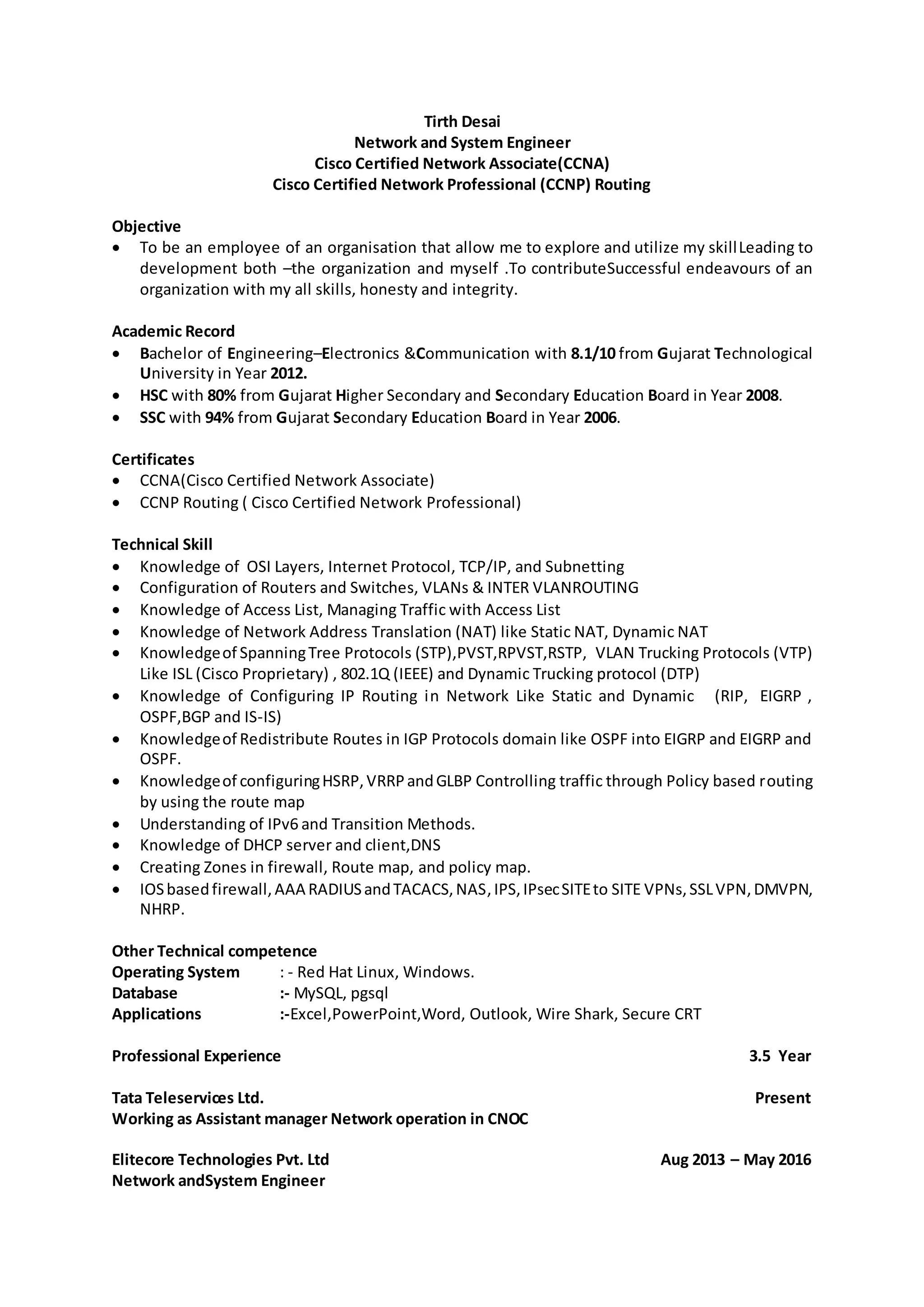 Tirth Resume | DOCX