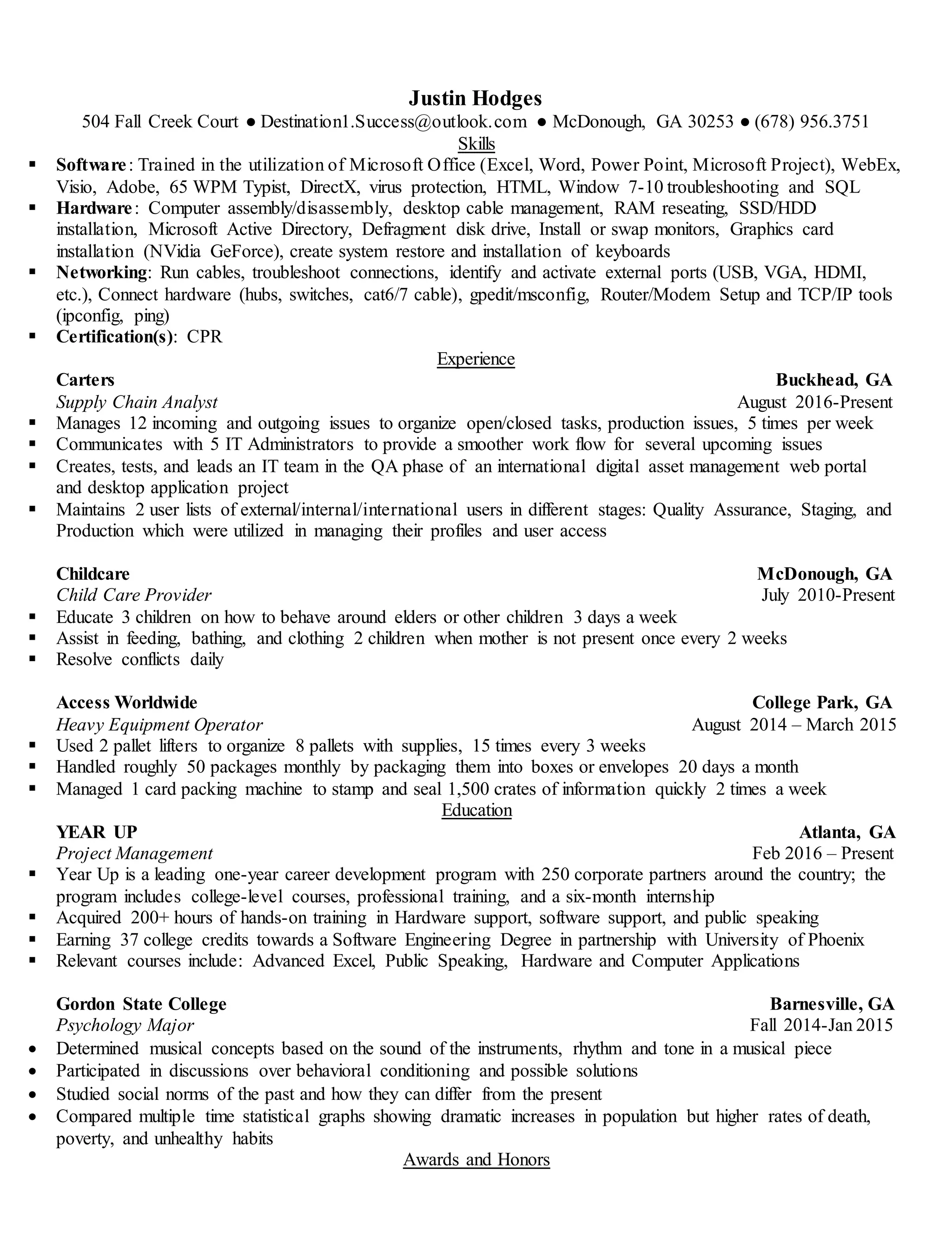 Resume Justin Hodges | PDF