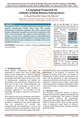 A Conceptual Framework for Attitudes of Small Business Entrepreneurs | PDF