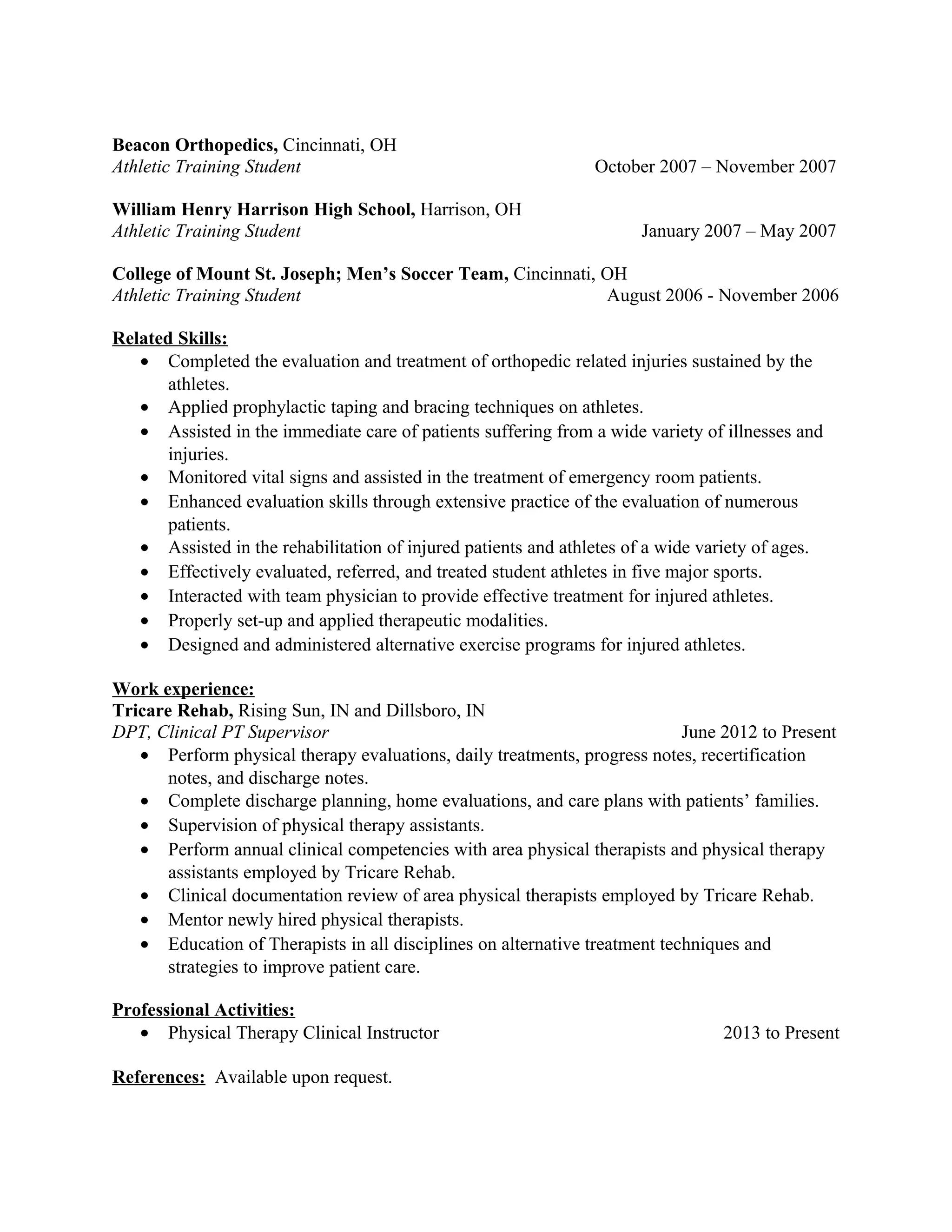 Drew PT resume for linkedin | DOC