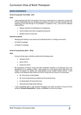 CV Brett Thompson | PDF | Business Accounting & Finance | Business