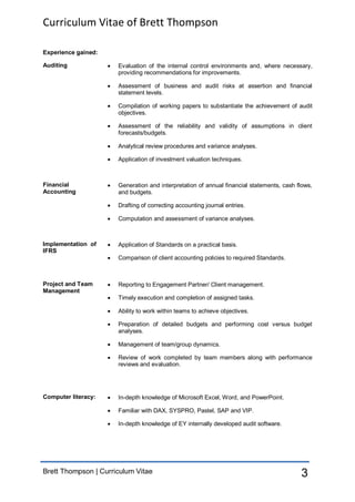 CV Brett Thompson | PDF | Business Accounting & Finance | Business