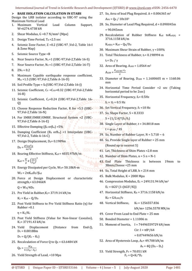 Seismic Analysis of Framed R.C. Structure with Base Isolation Technique using E Tabs | PDF