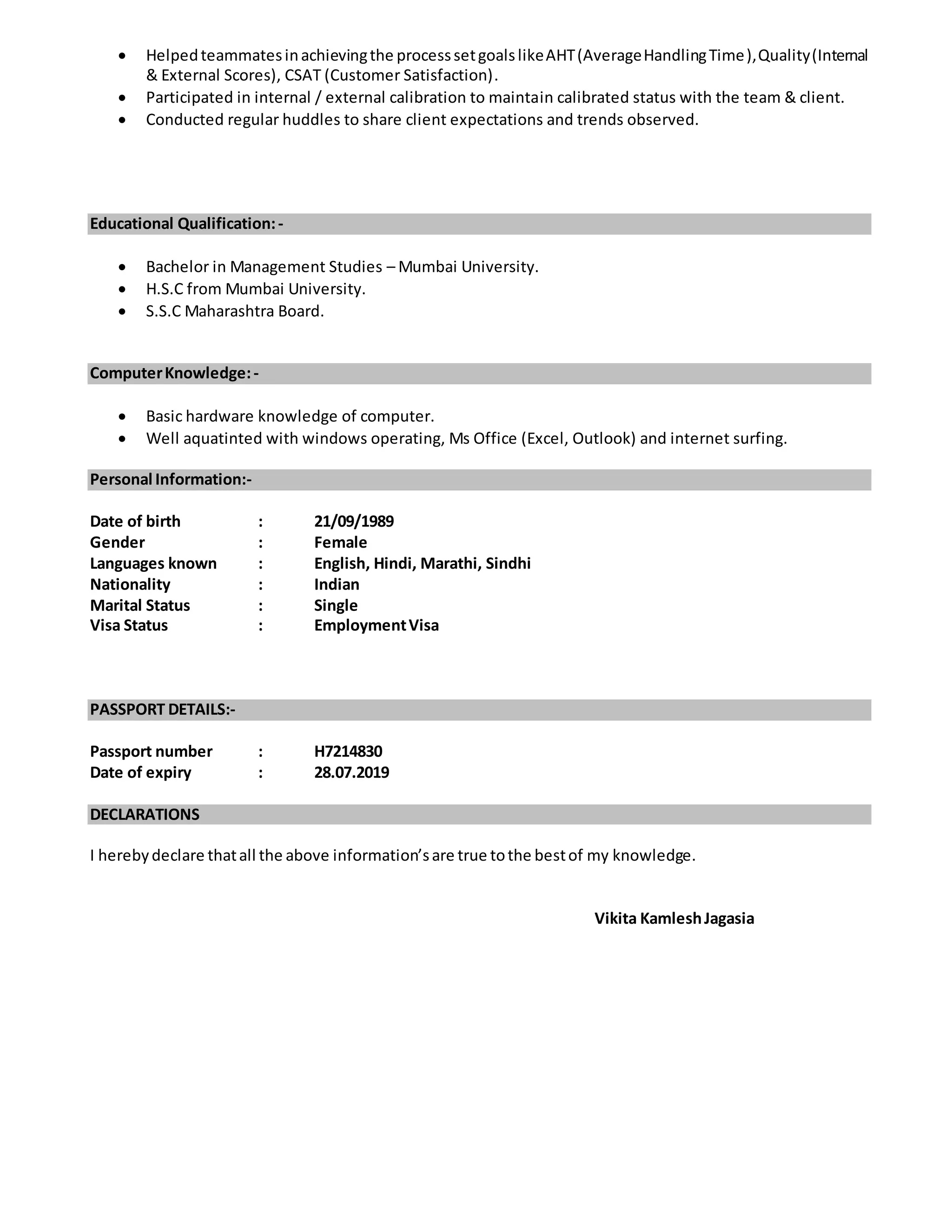Vikita - Resume | DOCX