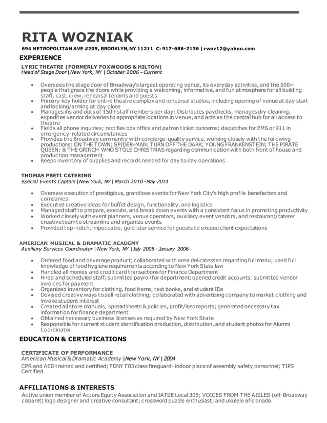 RITA WOZNIAK Resume | PDF