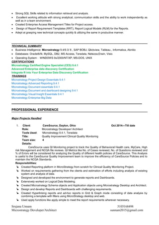 Srujana Unnam Microstrategy Profile | PDF