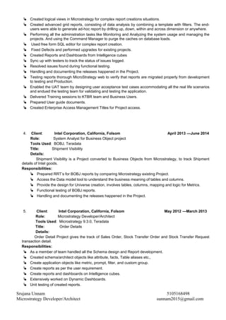 Srujana Unnam Microstrategy Profile | PDF