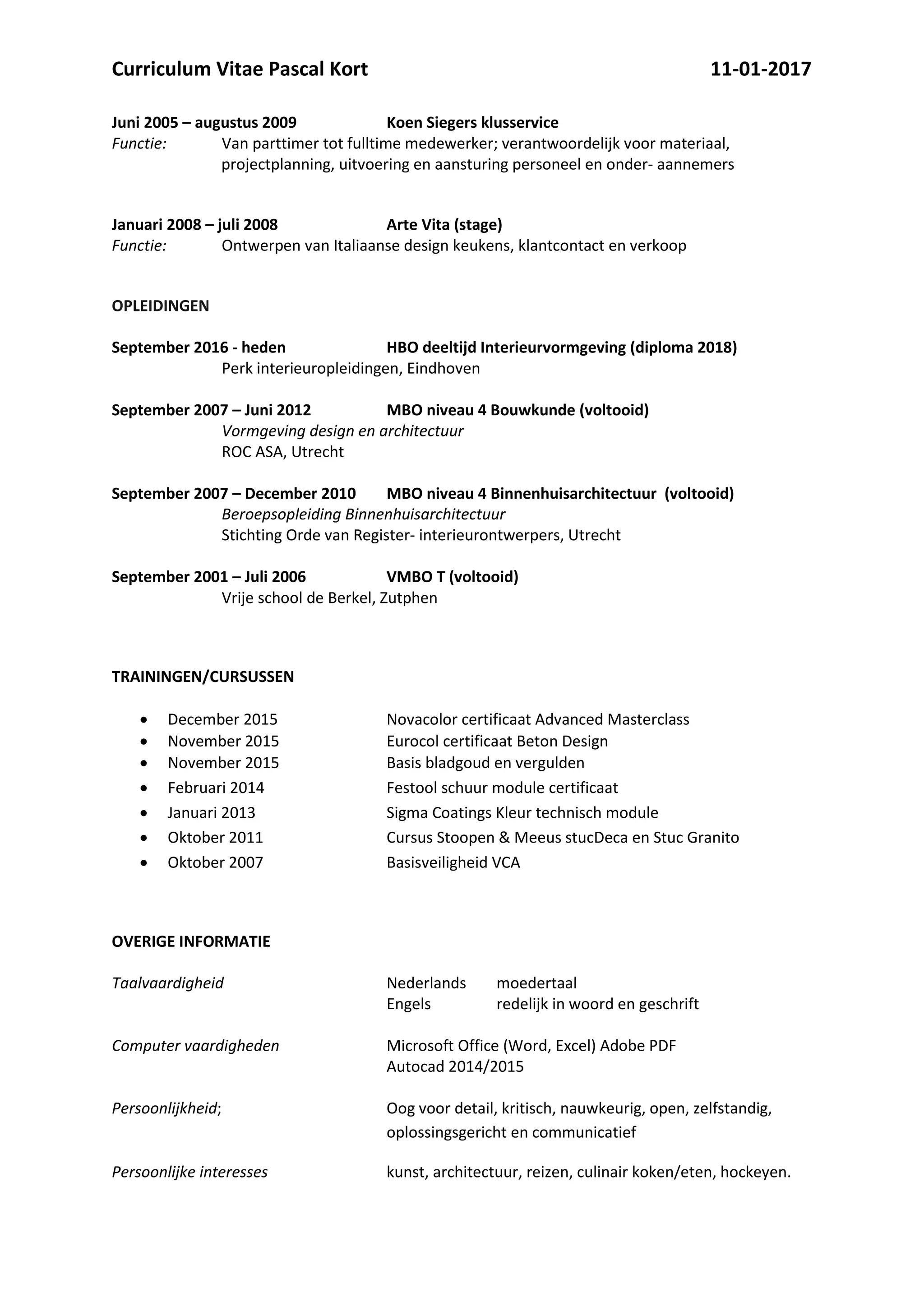 CV Pascal Kort | PDF