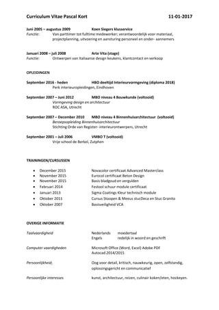 CV Pascal Kort | PDF