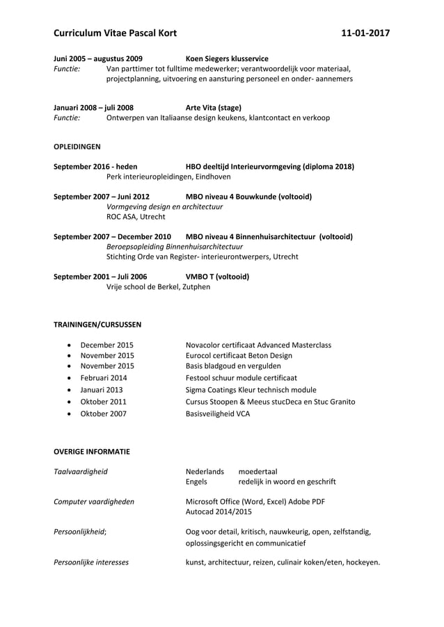 CV Pascal Kort | PDF