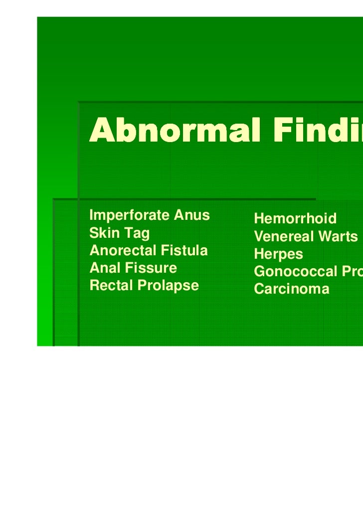 Assessment Of The Anus And Rectum