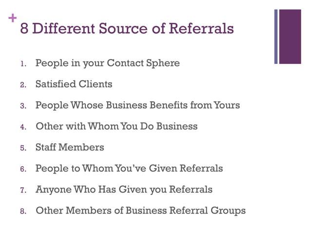 BNI Network Education Section - Source of Referrals | PPT