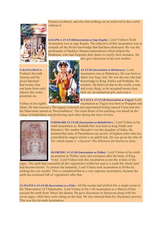 24 avataars of lord vishnu vichar vandana | DOCX