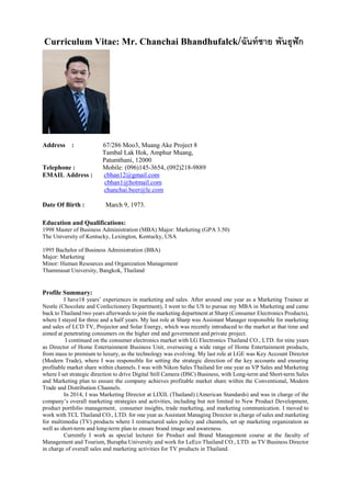 Chanchai Bhandhufalck CV_(19102016) | PDF