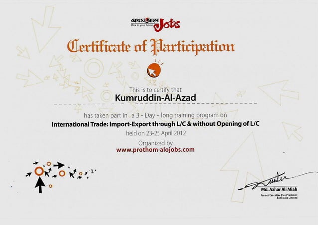 Prothom Alo LC Certificate | PDF