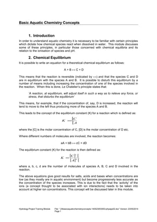 24 basic aquatic chemistry concepts | DOC