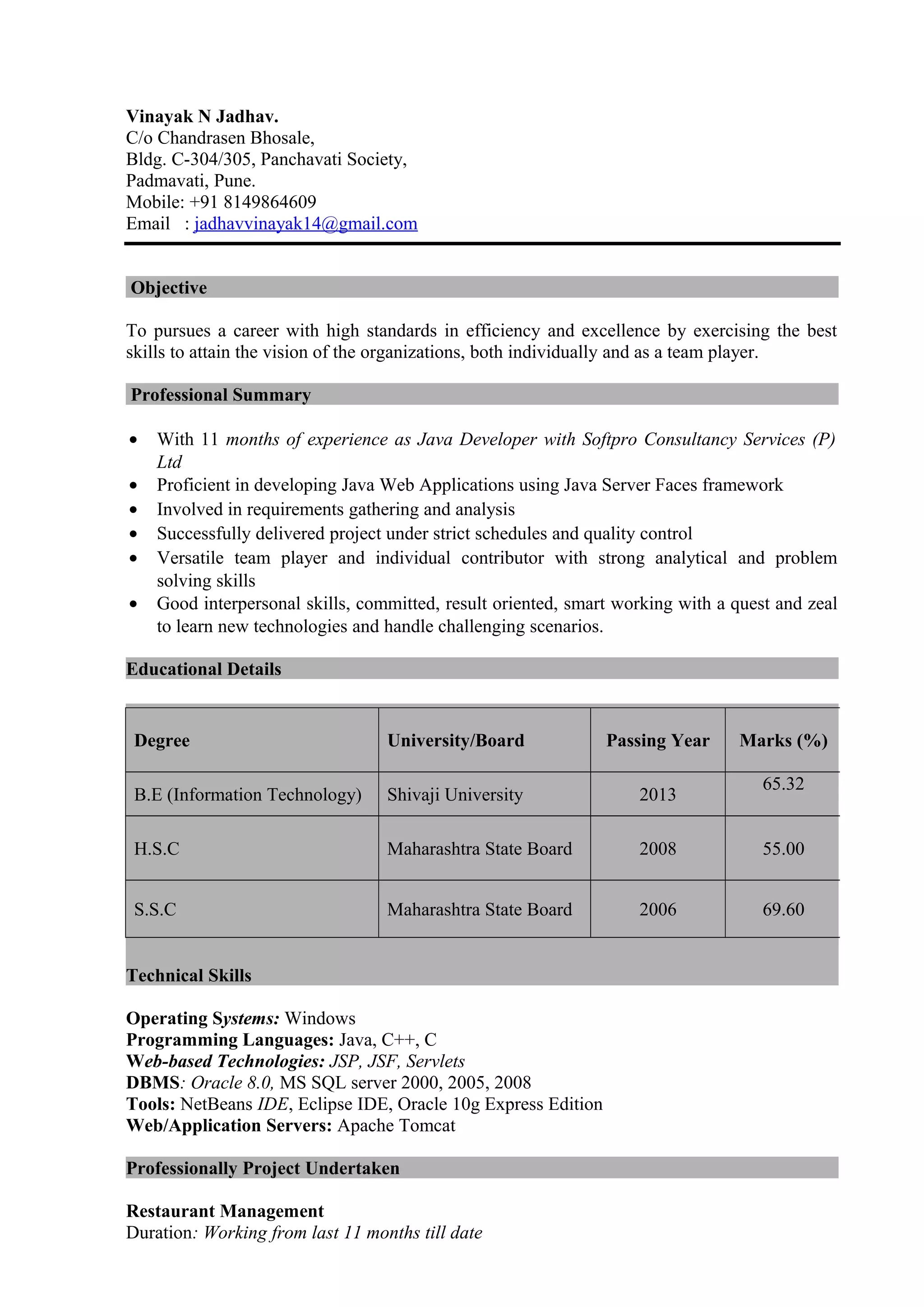 vinayak_Resume | PDF