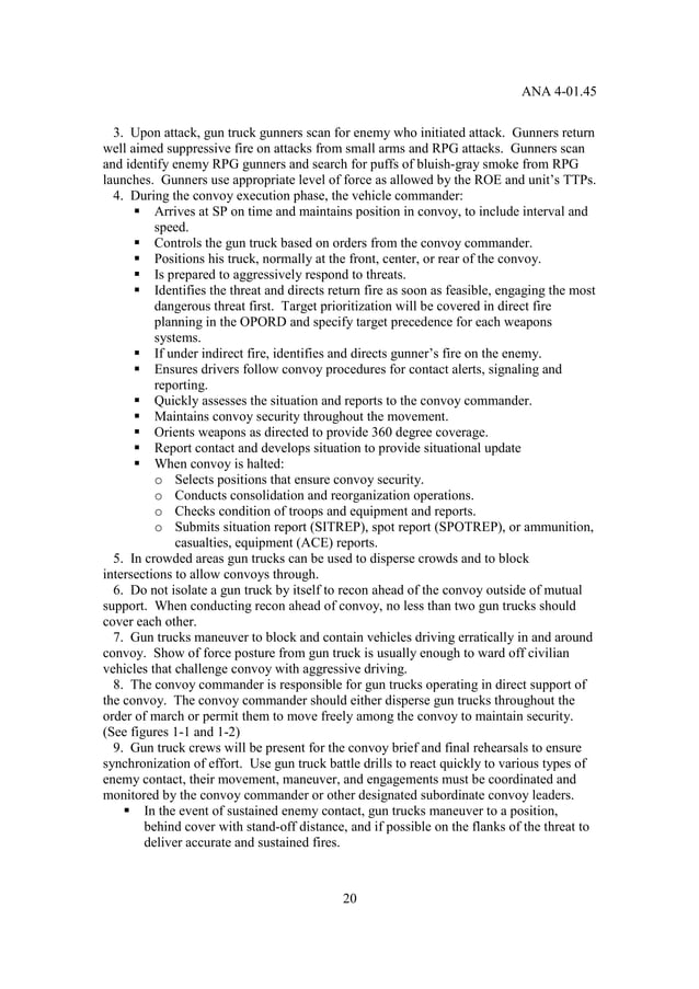 ANA 4-01.45 Convoy OPNS TTP | PDF | Arms & Ammunition | Sensitive Topics