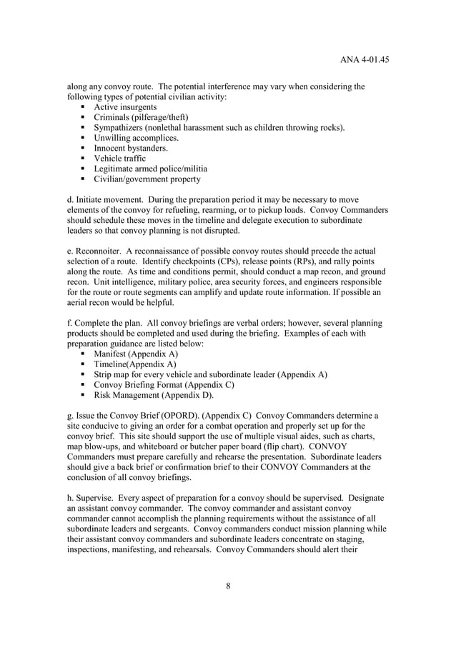 ANA 4-01.45 Convoy OPNS TTP | PDF | Arms & Ammunition | Sensitive Topics