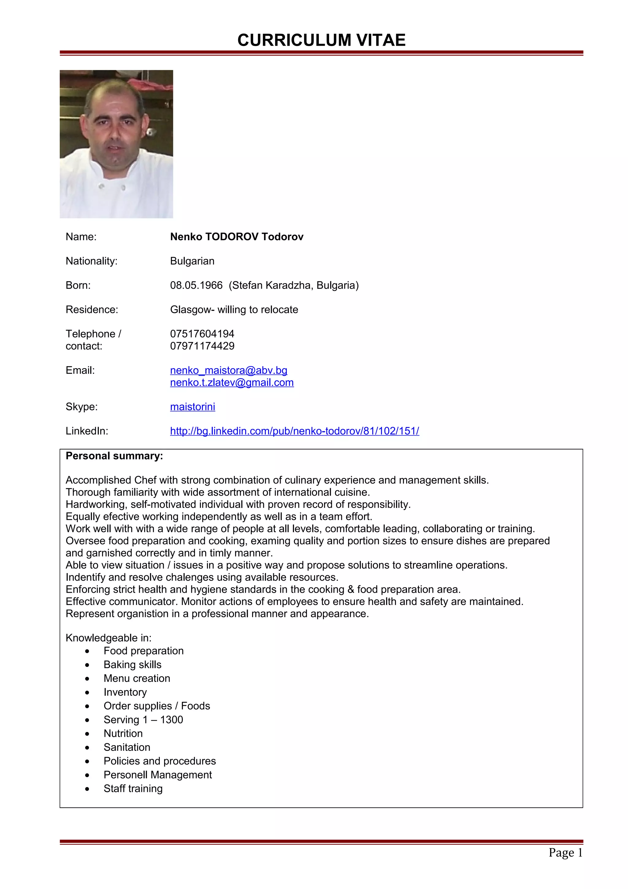Curriculum Vitae - Nenko Todorov | PDF