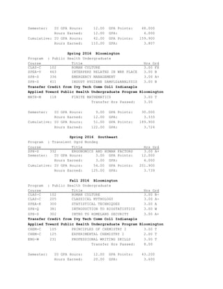 Indiana University Transcript | DOCX