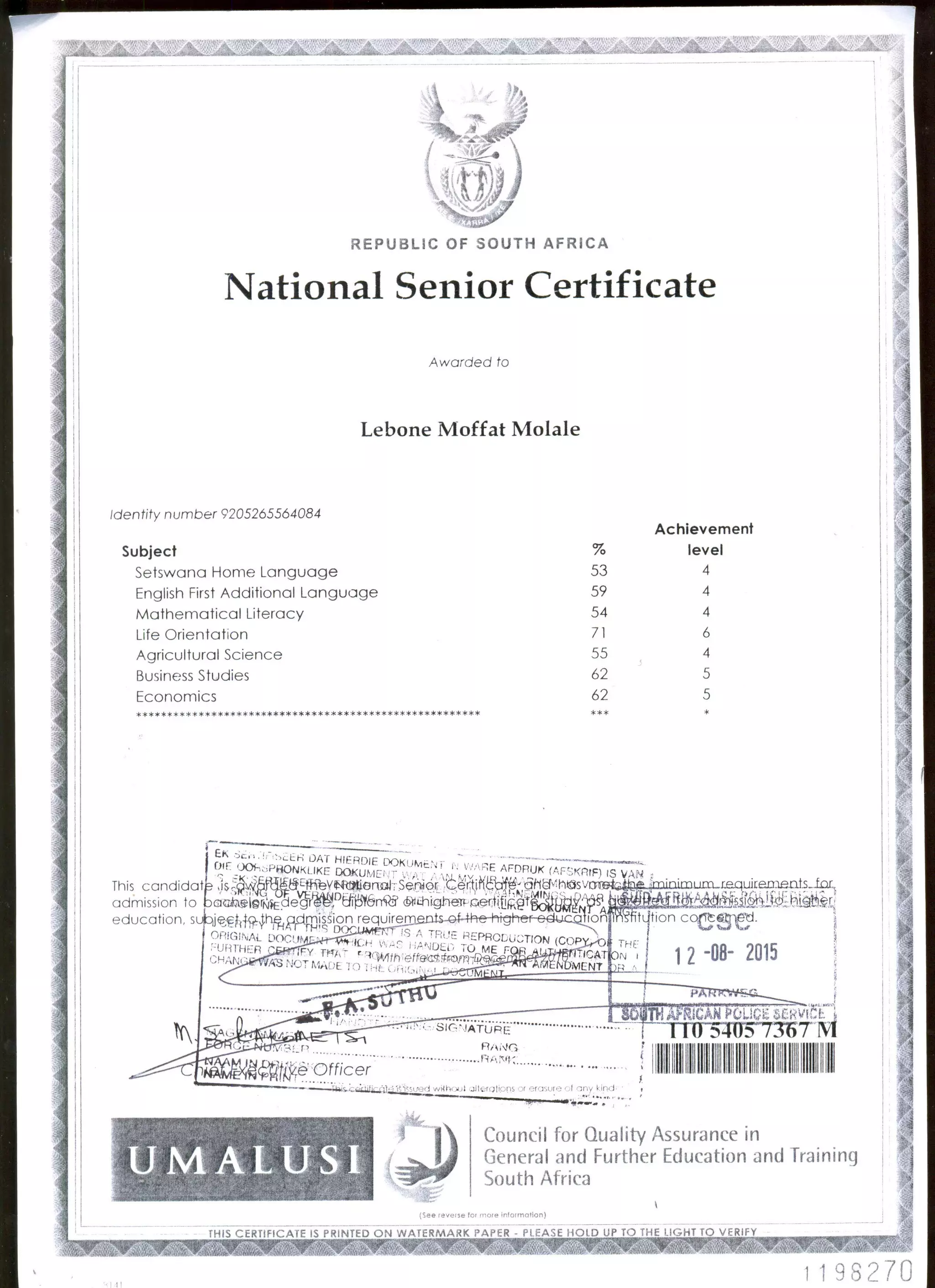 national senior certificate | PDF