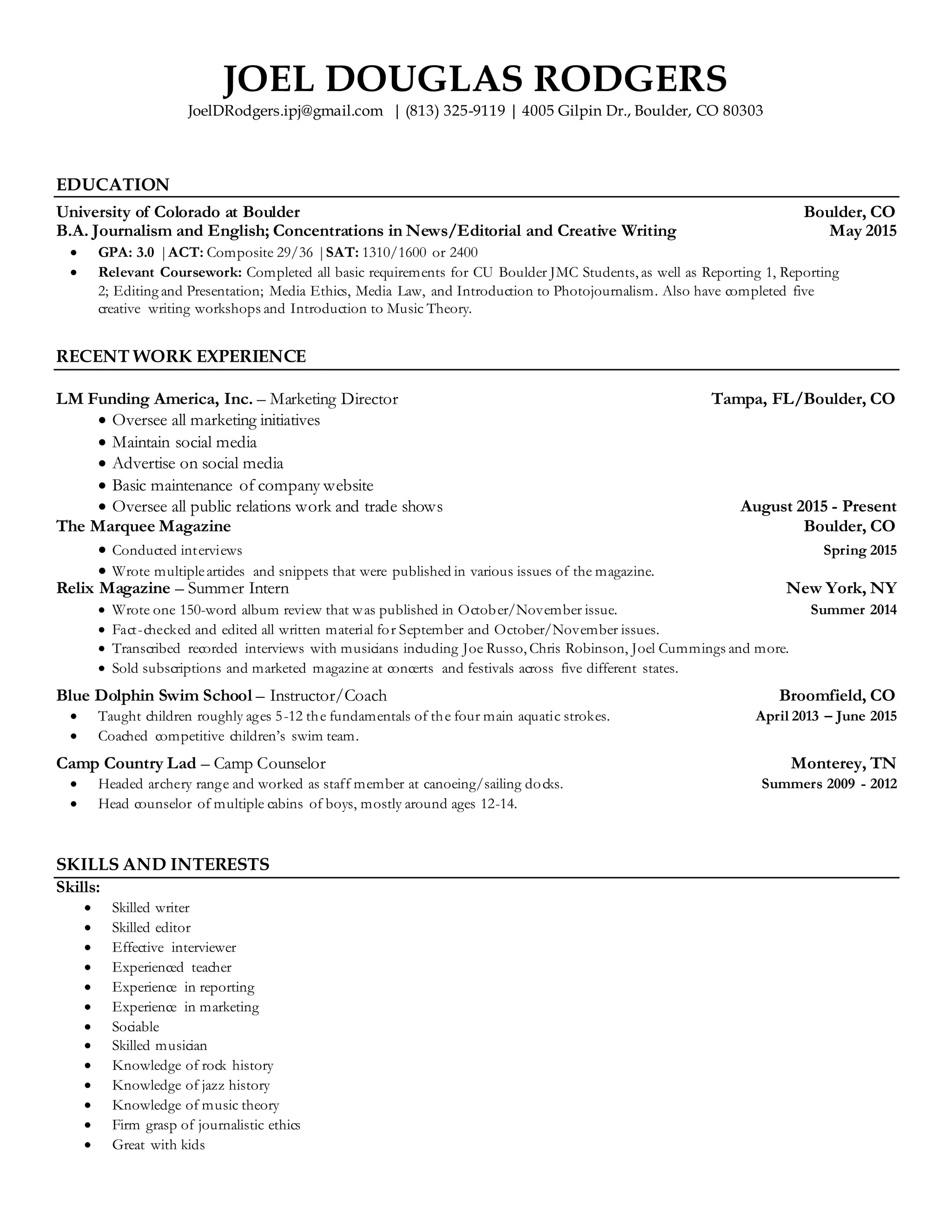 JDR-resume-template | DOCX