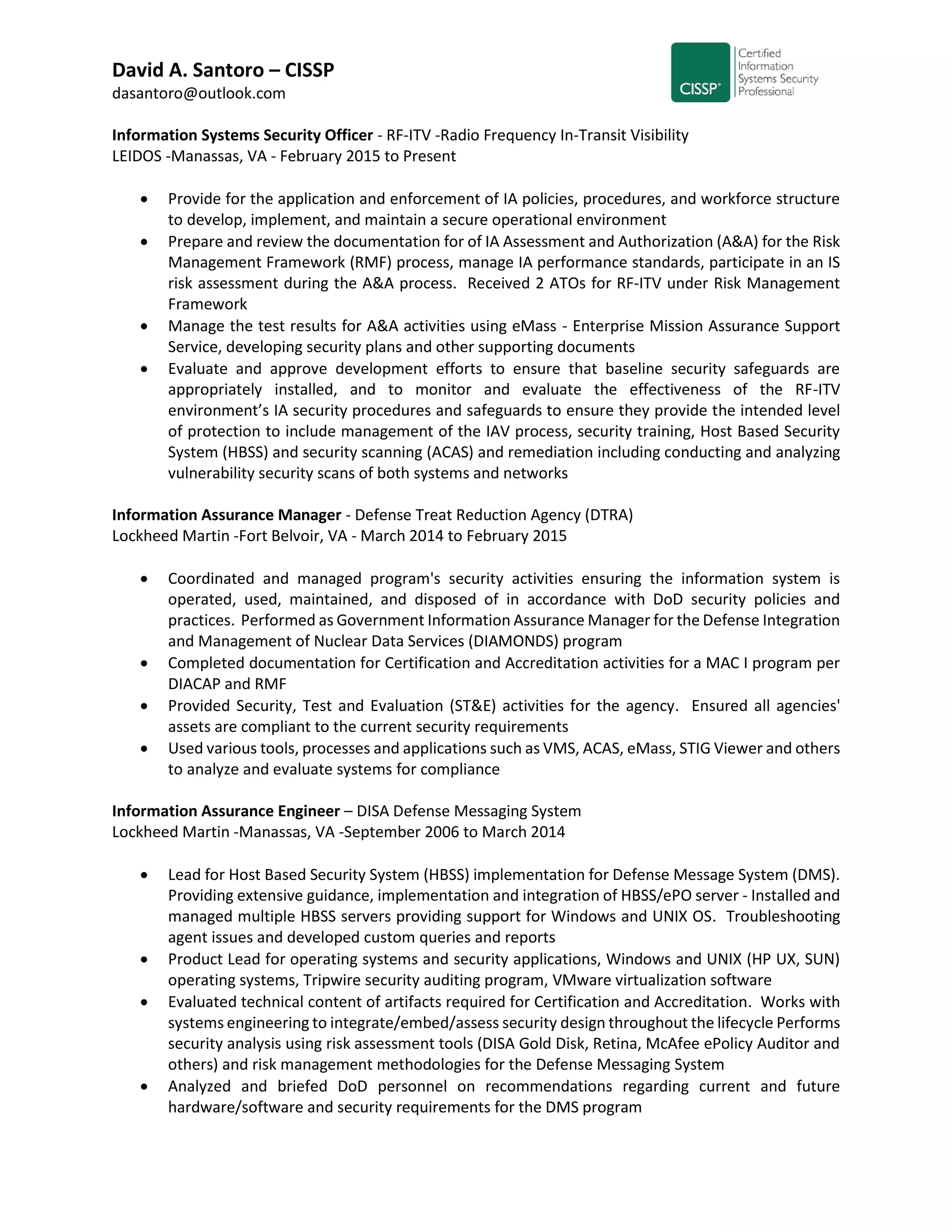 Resume_Santoro_Aug_2016 | PDF