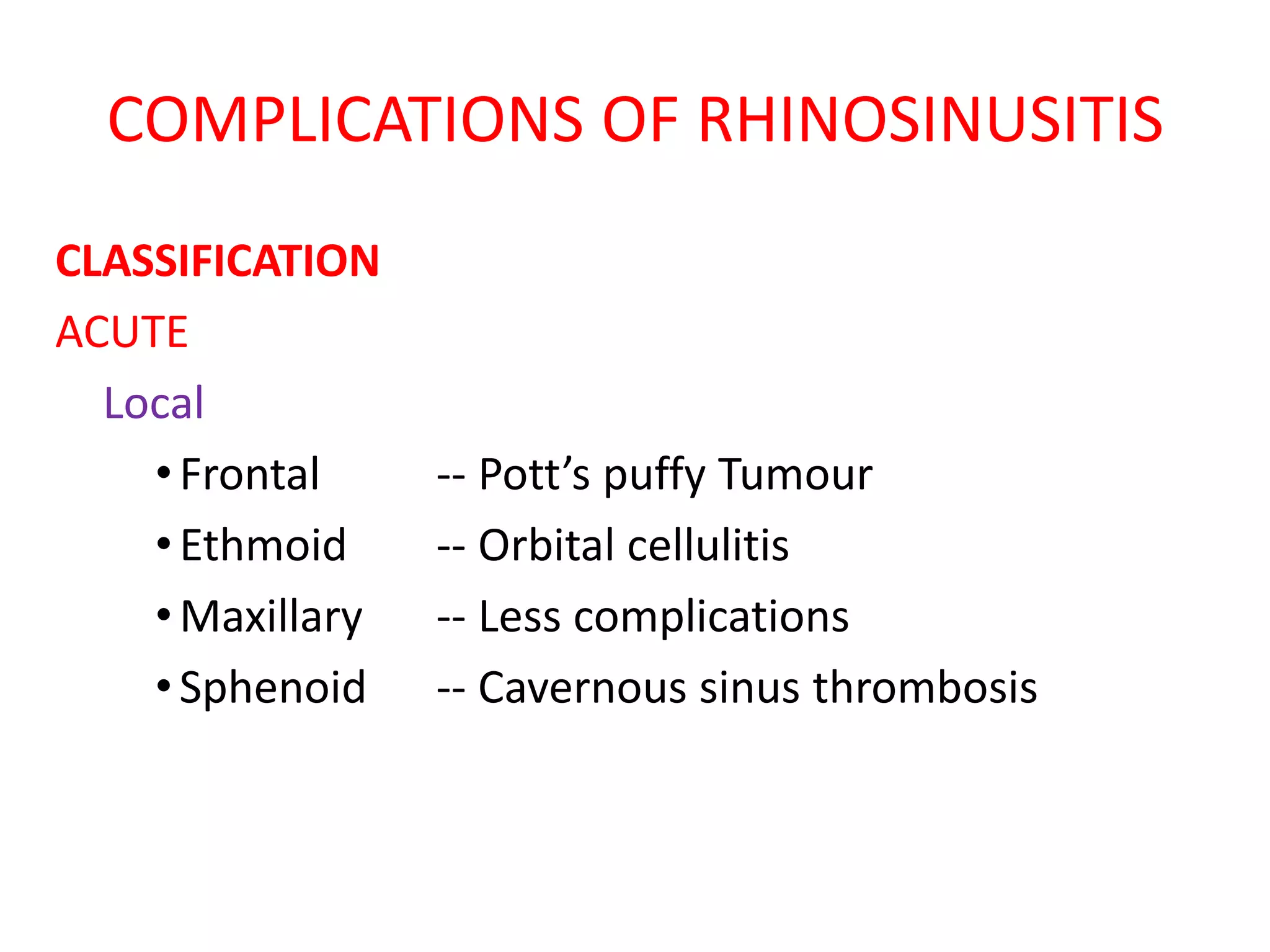 Complications of Sinusitis | PPTX