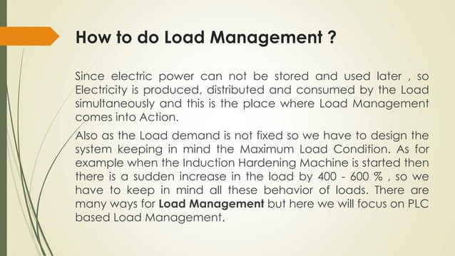 PLC based load managment | PPTX