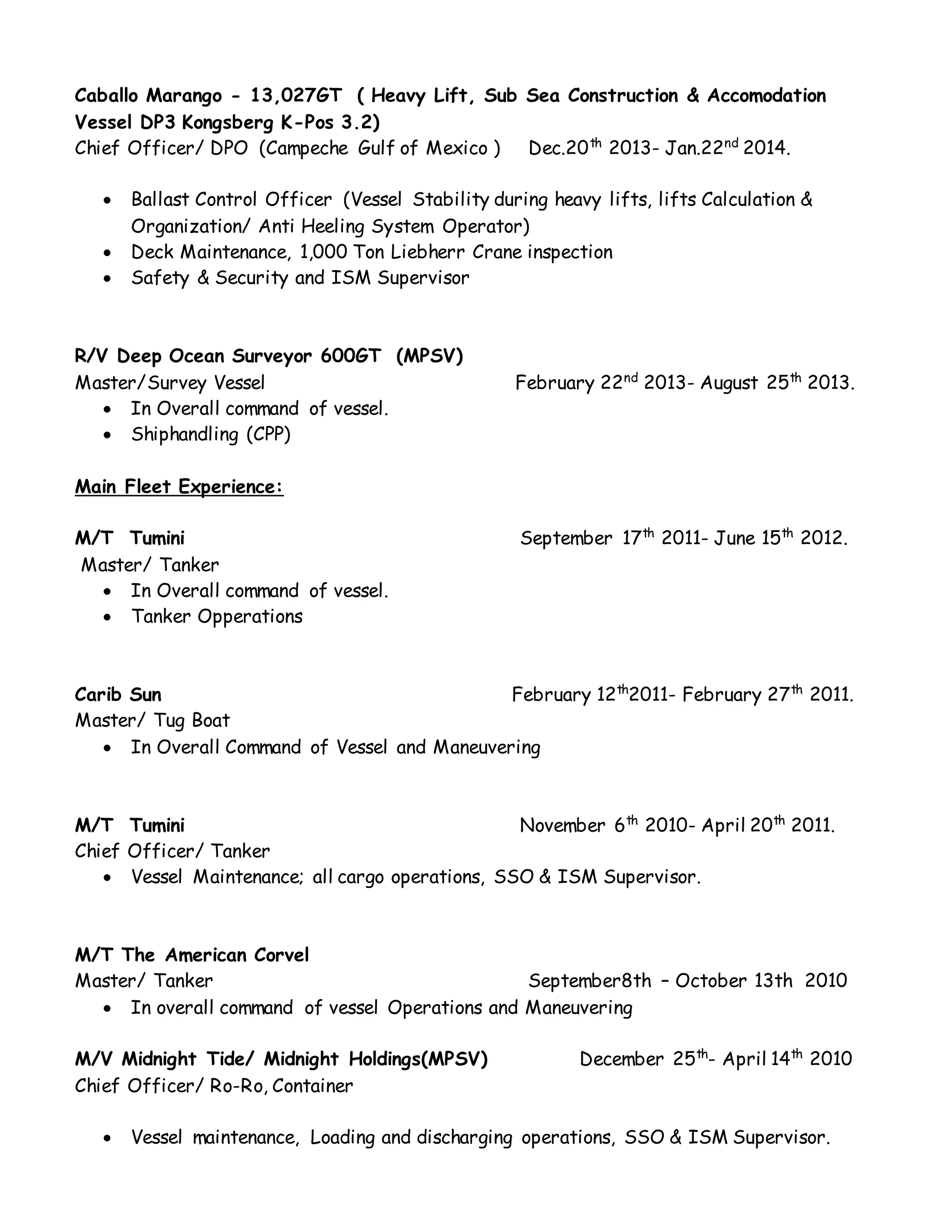 My CV2 | DOCX | Cruises | Travel Type