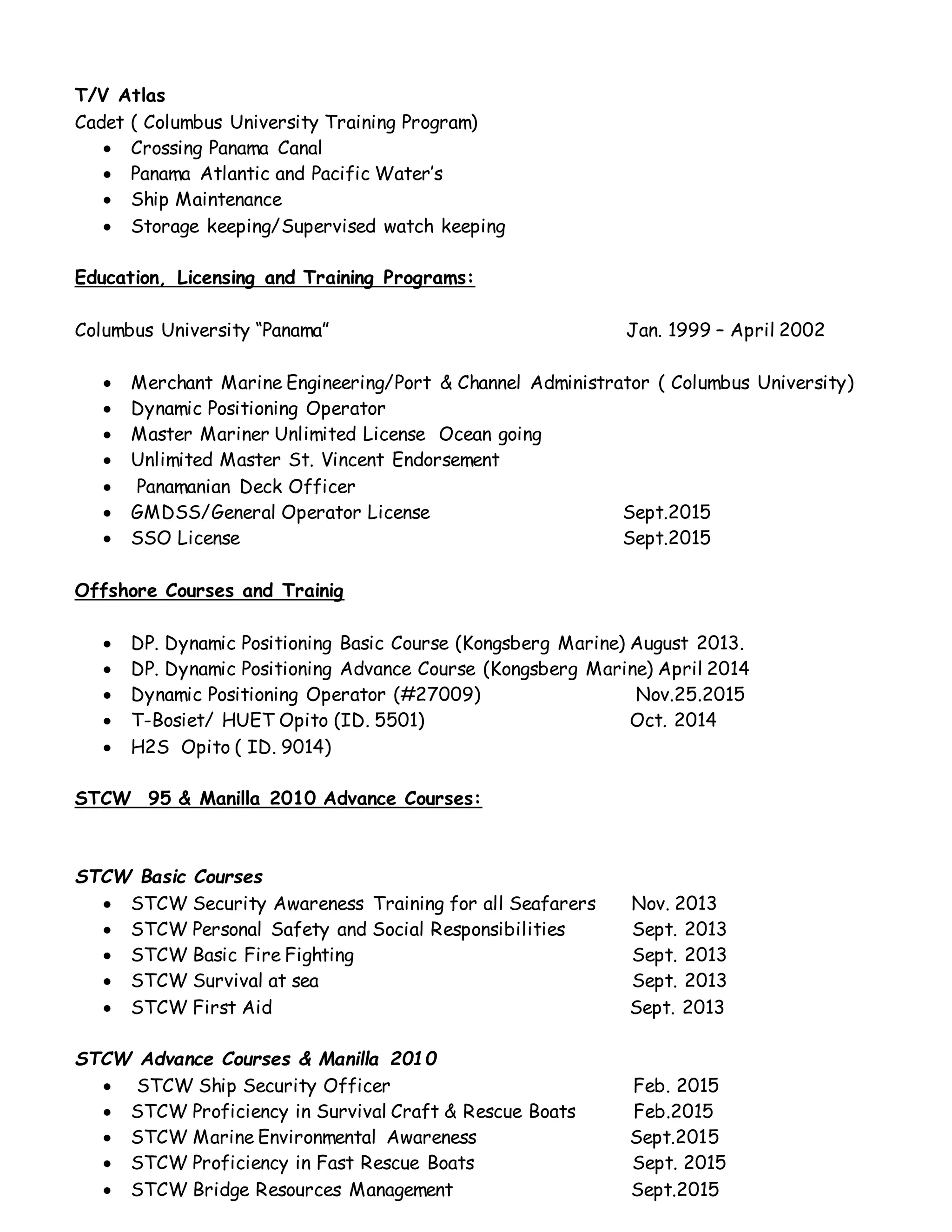 My CV2 | DOCX | Cruises | Travel Type