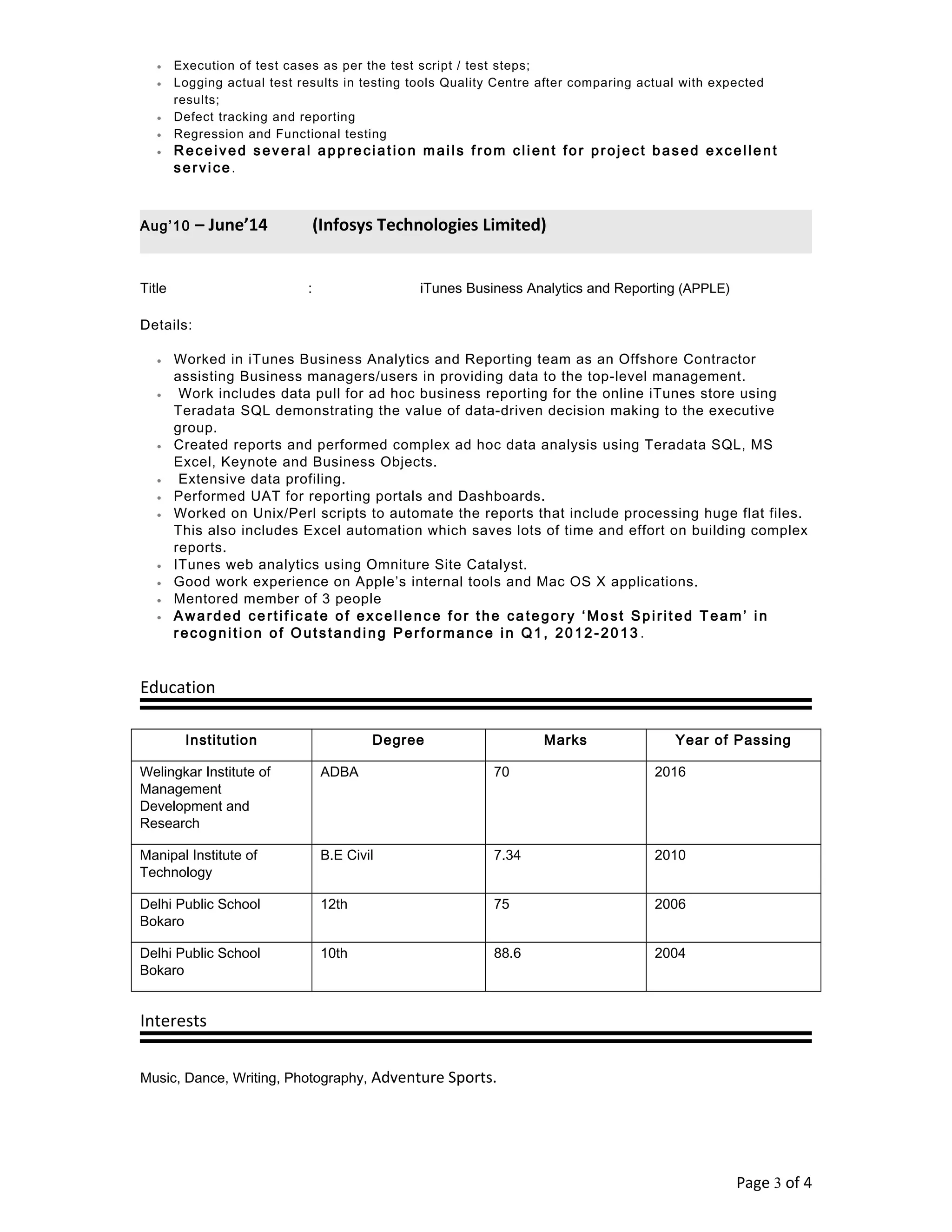 Resume | DOC | Databases | Computer Software and Applications