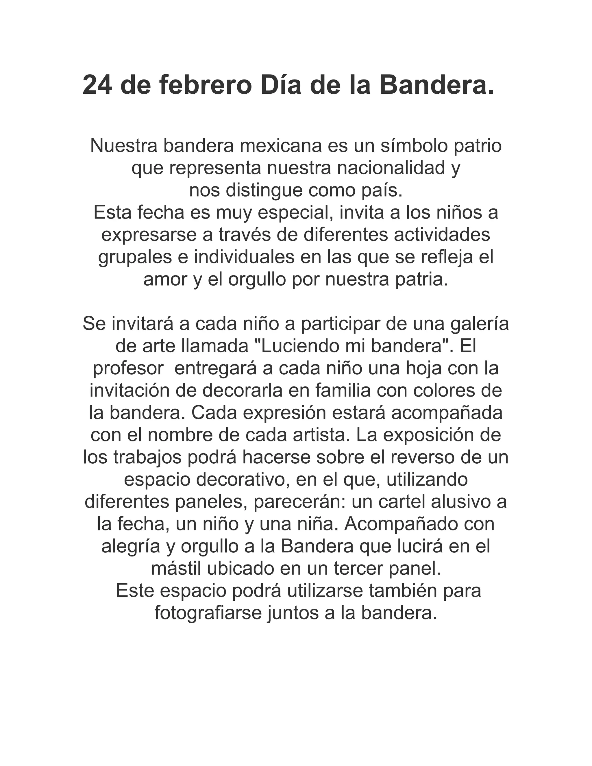 24 de febrero día de la bandera mexicana | DOCX