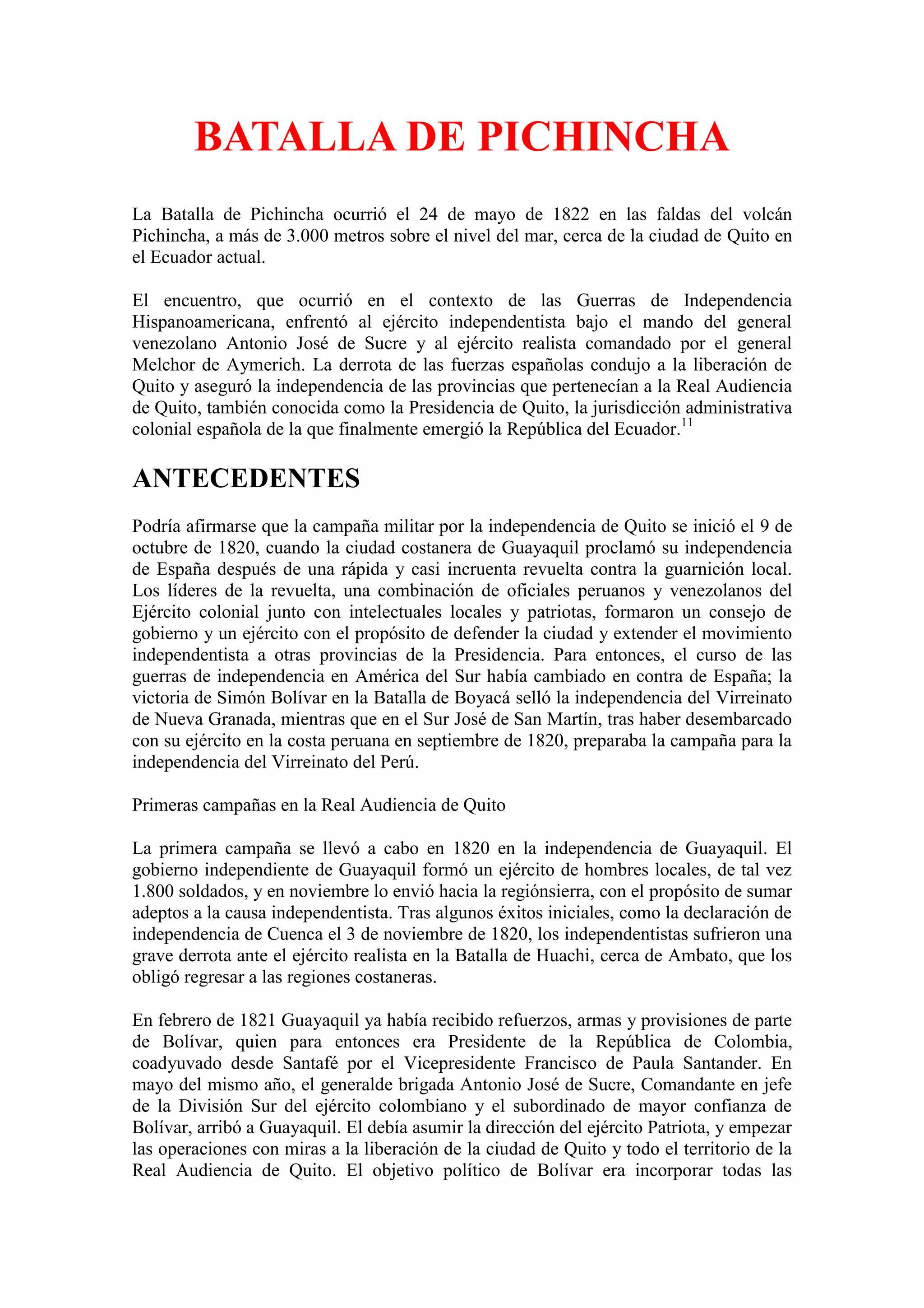 24 de mayo batalla de pichincha | DOCX